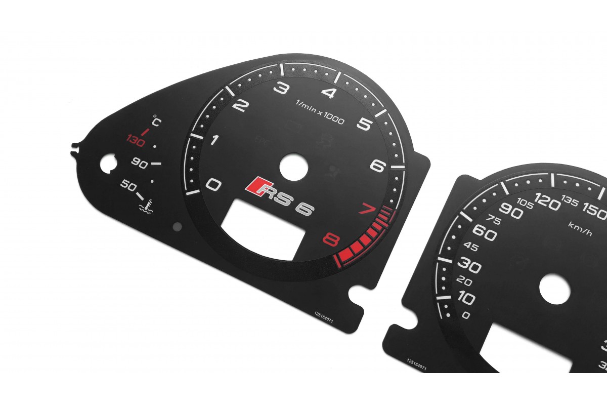 Audi RS6 - tacho replacement dials, face counter gauges from MPH to km/h