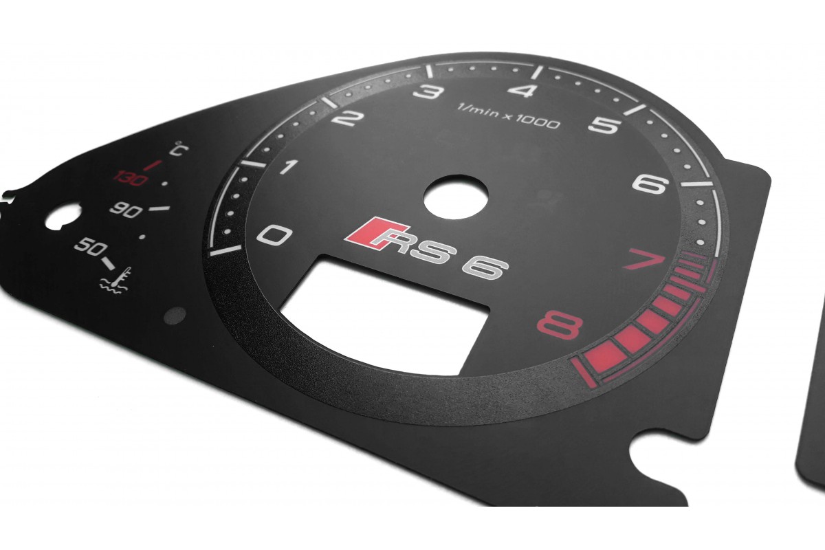 Audi RS6 - tacho replacement dials, face counter gauges from MPH to km/h