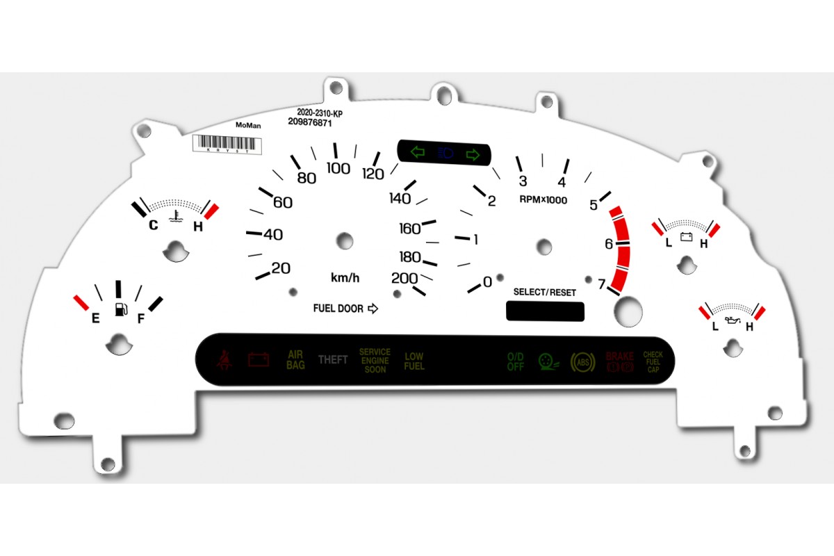 Ford Mustang 1999-2004 white custom replacement tacho face gauge from ...
