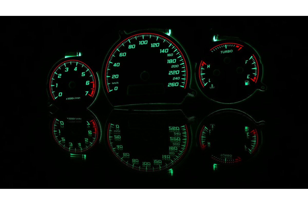 Saab 9-3 93 INDIGLO plasma tacho glow gauges tachoscheiben dials
