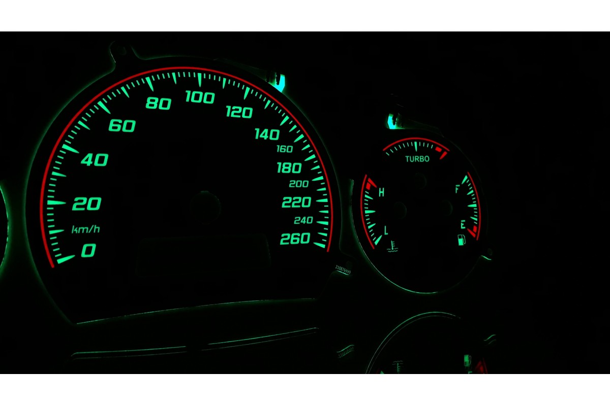 Saab 9-3 93 INDIGLO plasma tacho glow gauges tachoscheiben dials