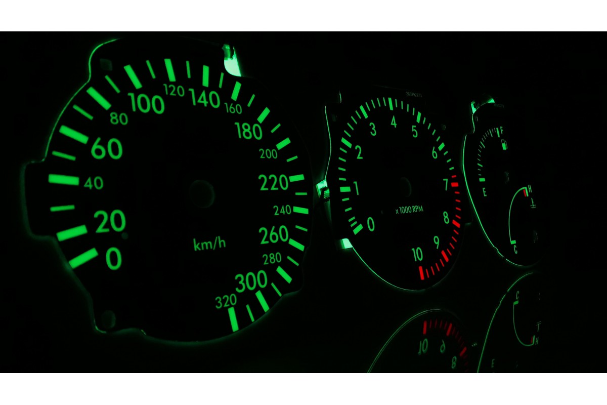 Toyota Supra MK4 design original PLASMA TACHO GLOW GAUGES TACHOSCHEIBEN ...