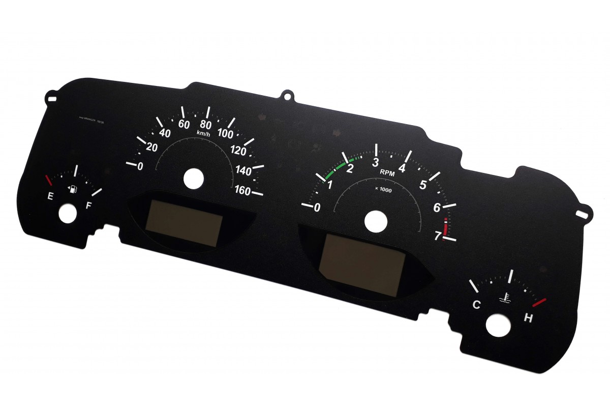 Jeep Wrangler JK - Replacement tacho dial - converted from MPH to Km/h