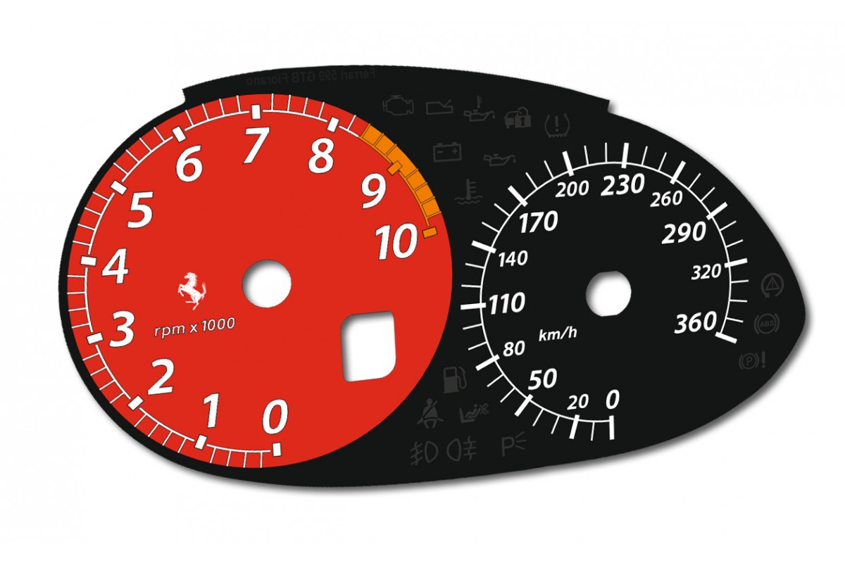 Ferrari 599 GTB Fiorano GTO RED replacement tacho dials, face counter ...