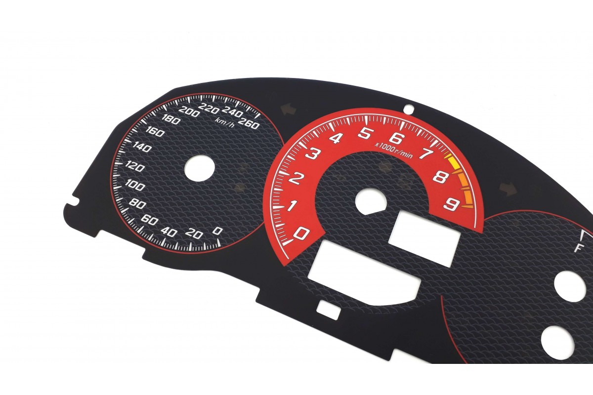 Subaru BRZ Custom RED - Replacement tacho dials - converted from MPH to ...
