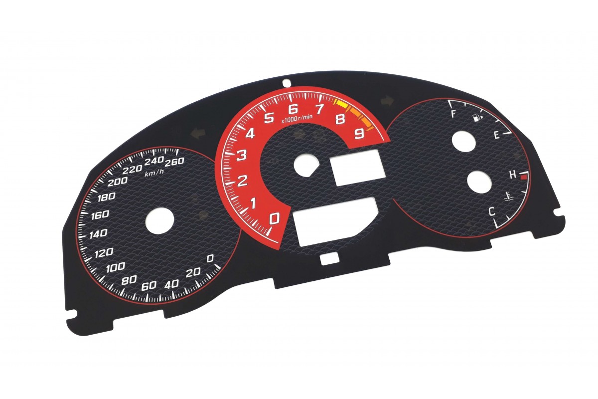 Subaru BRZ Custom RED - Replacement tacho dials - converted from MPH to ...