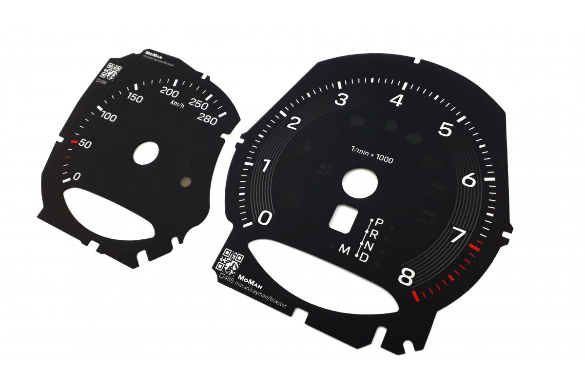 Porsche Macan 2021+ Replacement tacho dials - converted from MPH to KM/H