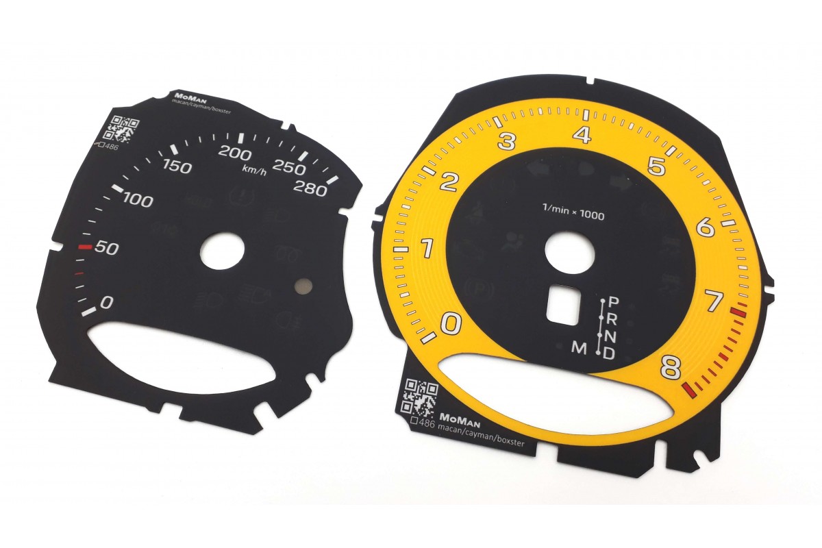 Porsche Macan 2021+ Yellow Custom Replacement tacho dials - converted ...