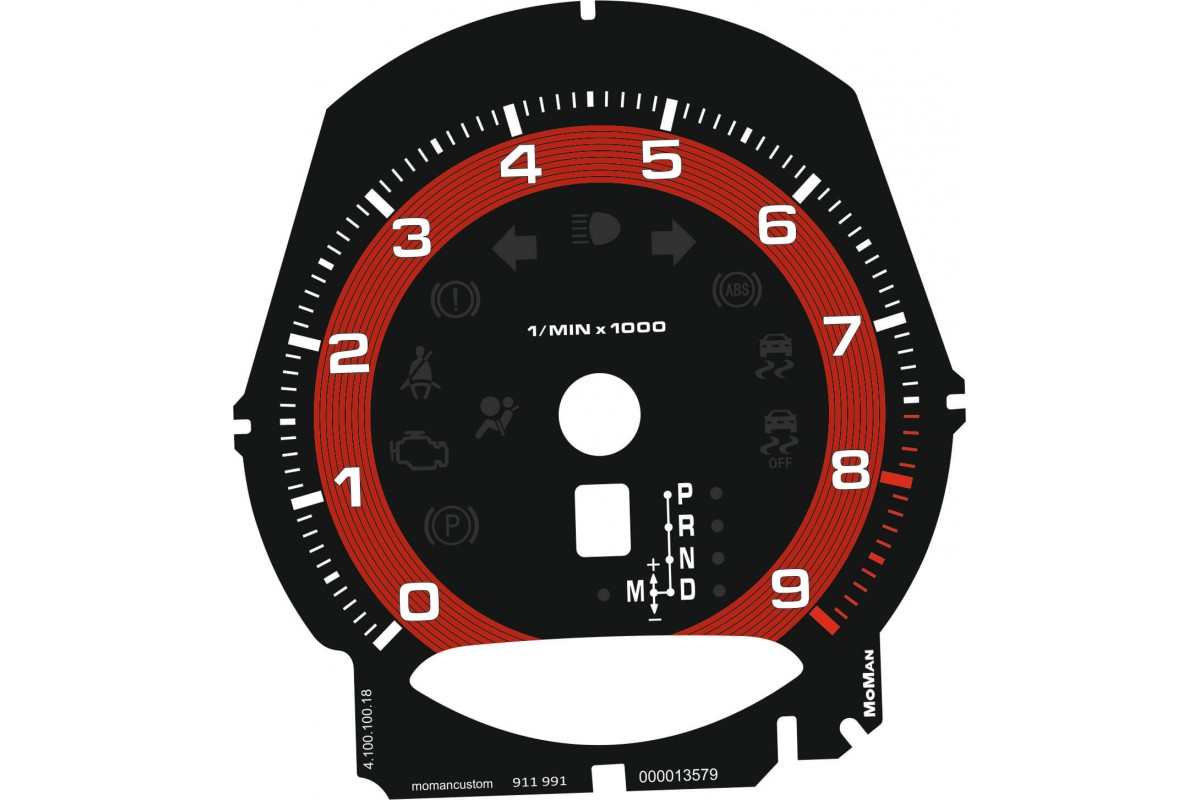Porsche 911 991- Red Custom Replacement tacho dials - converted from ...