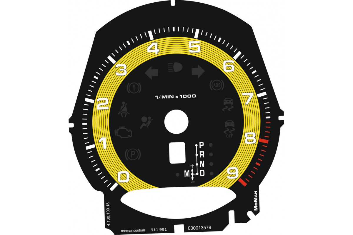 Porsche 911 991- Yellow Custom Replacement tacho dials - converted from ...
