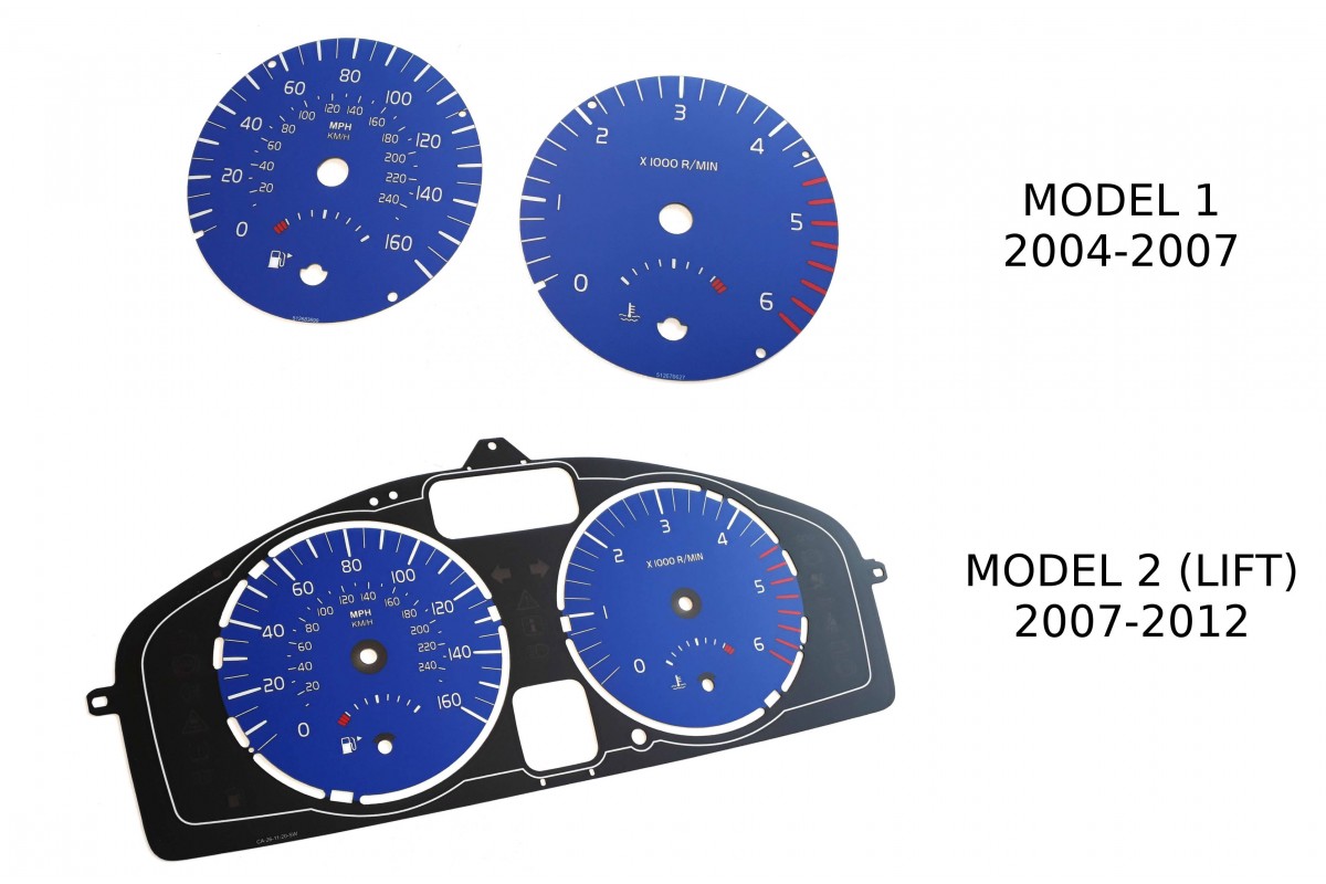 VOLVO C30, S40, V50 - MPH blue face gauge instrument cluster dials ...