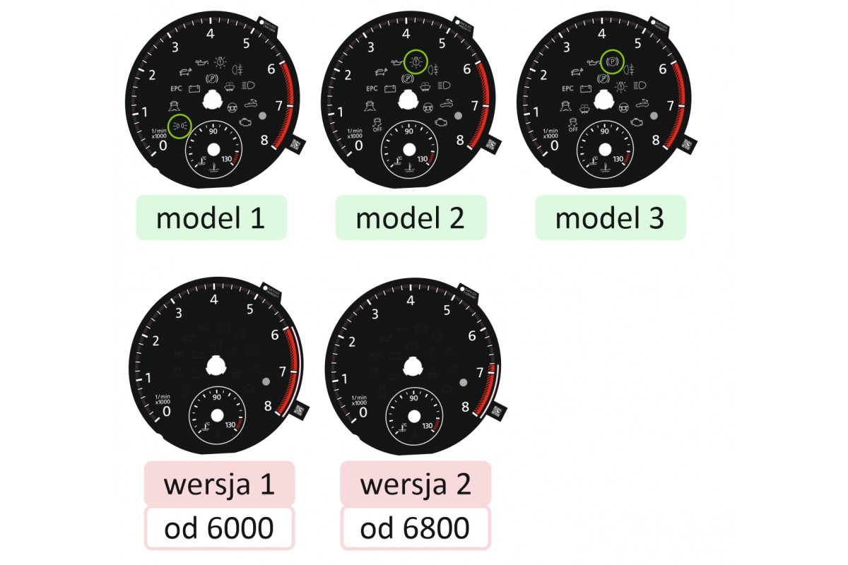 Volkswagen Golf 6 GTI MPH to Kmh Conversion Dials Faces for imported ...