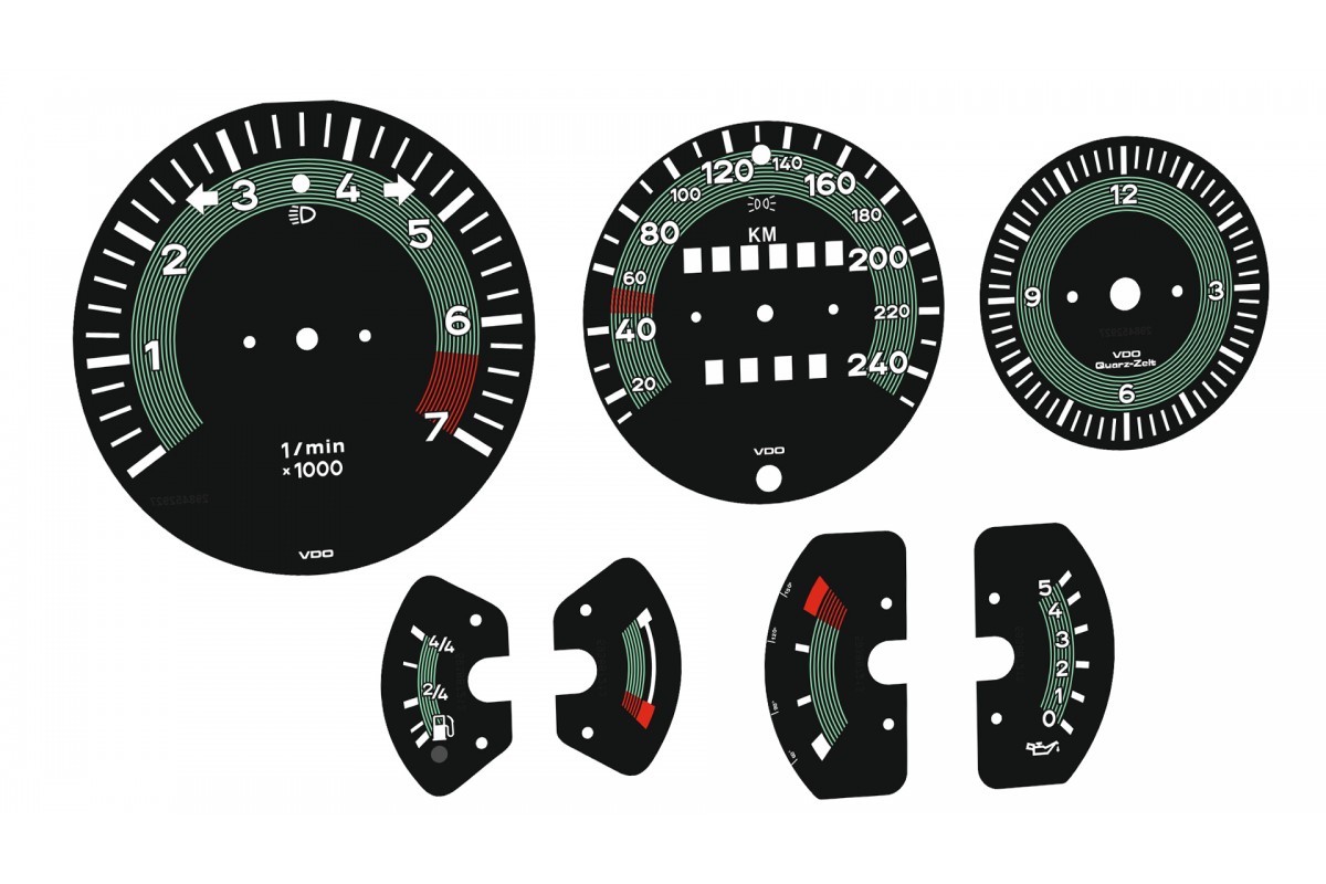 Porsche 911 SC custom instrument cluster gauges KMH Speed Scale