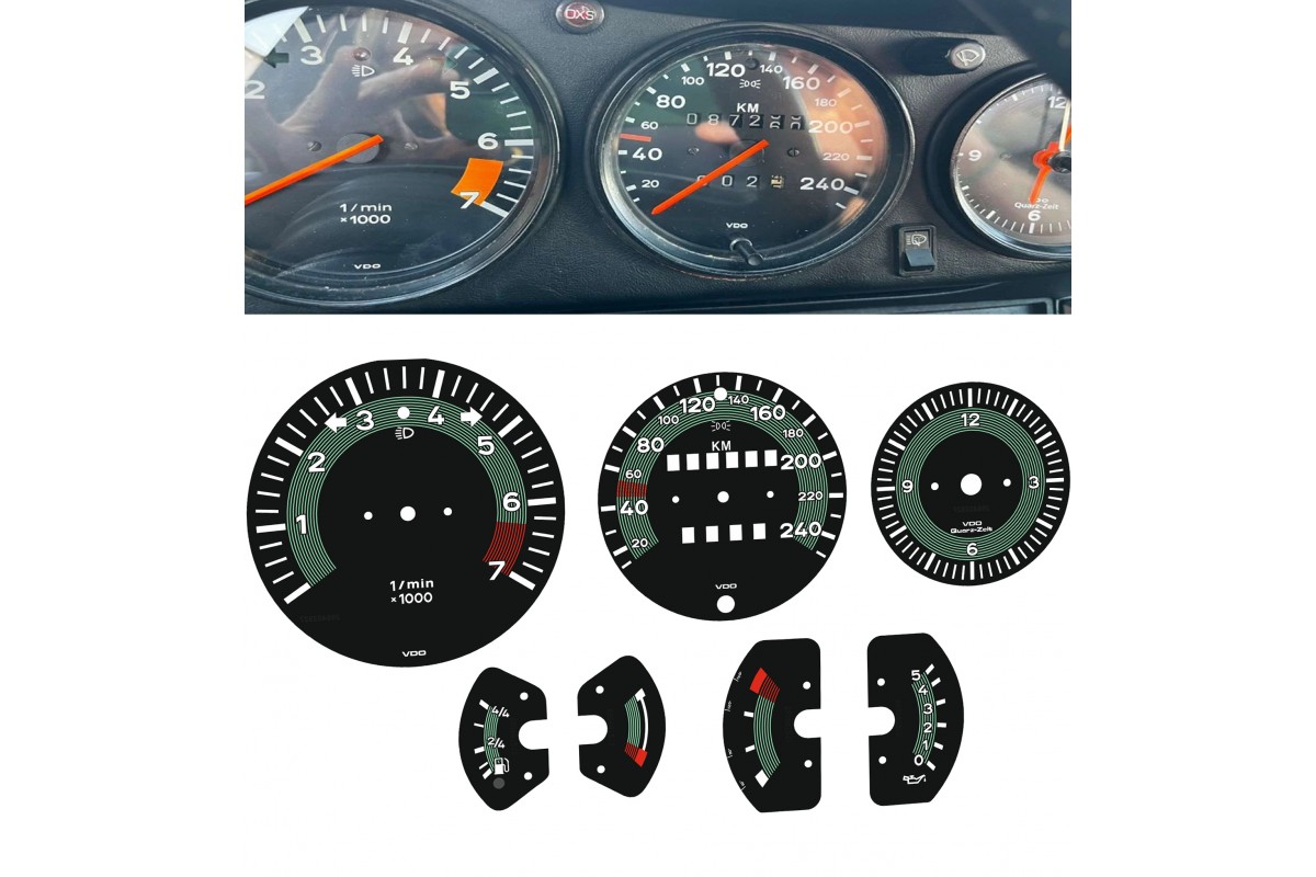 Porsche 911 SC custom instrument cluster gauges KMH Speed Scale