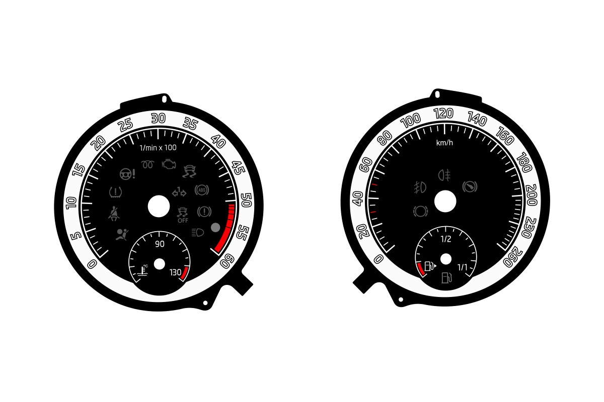 Skoda Octavia 3 - Replacement tacho dials, face counter gauges - Custom ...