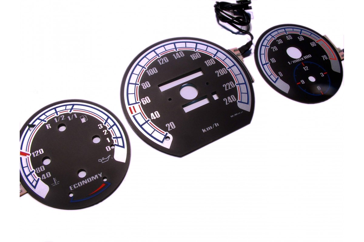 Mercedes 190 (W201) design 3 PLASMA TACHO GLOW GAUGES TACHOSCHEIBEN DIALS