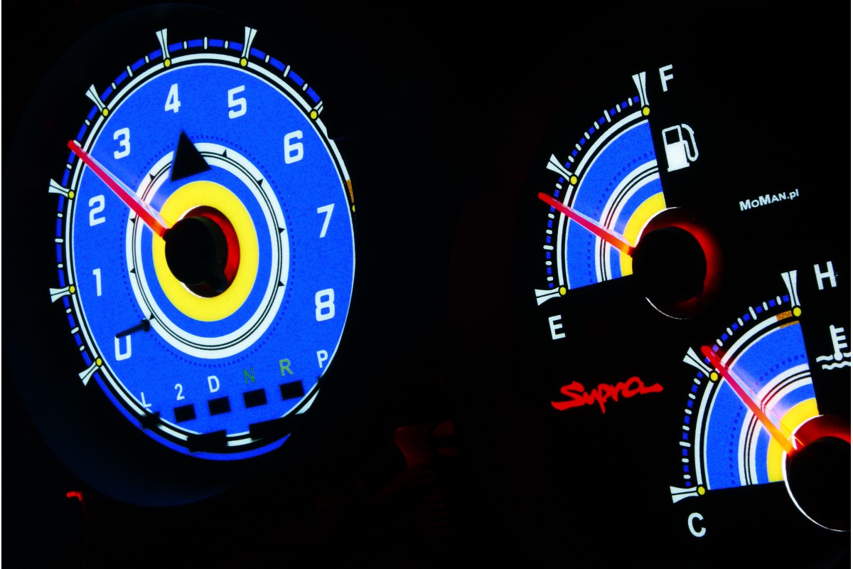 Toyota Supra MK4 design 2 PLASMA TACHO GLOW GAUGES TACHOSCHEIBEN DIALS