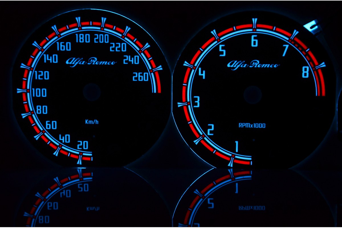 Alfa Romeo GTV design 2 plasma tacho glow gauges tachoscheiben dials